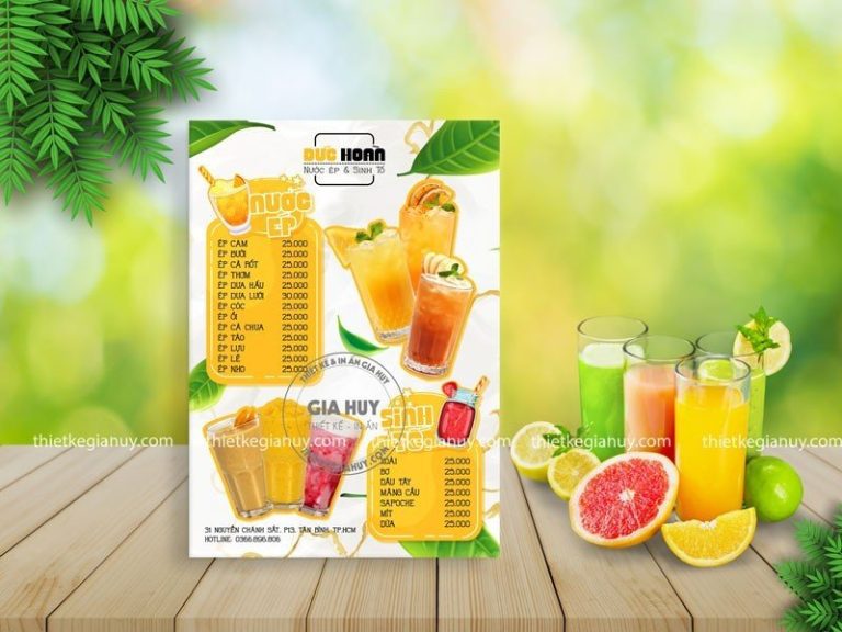 Hàng trăm mẫu menu đồ uống lý tưởng chống nước 100% - Thiết kế Gia Huy