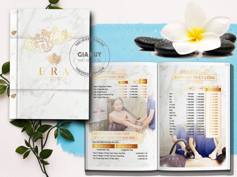 In menu spa đẹp, giá rẻ, chất lượng cao, in test mẫu miễn phí