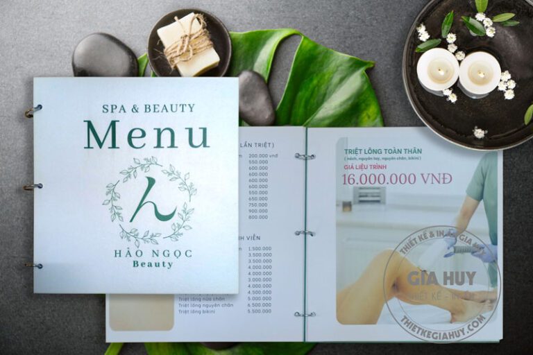 In menu spa đẹp, giá rẻ, chất lượng cao, in test mẫu miễn phí