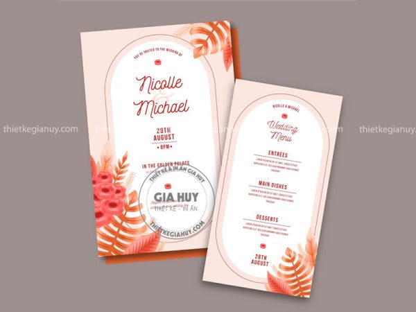 Mẫu thiết kế in menu để bàn tiệc cưới sang trọng & tinh tế