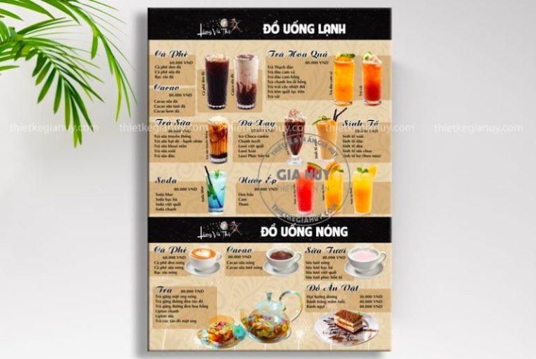 Mẫu menu nước ép trái cây tươi mát kích thích thị giác