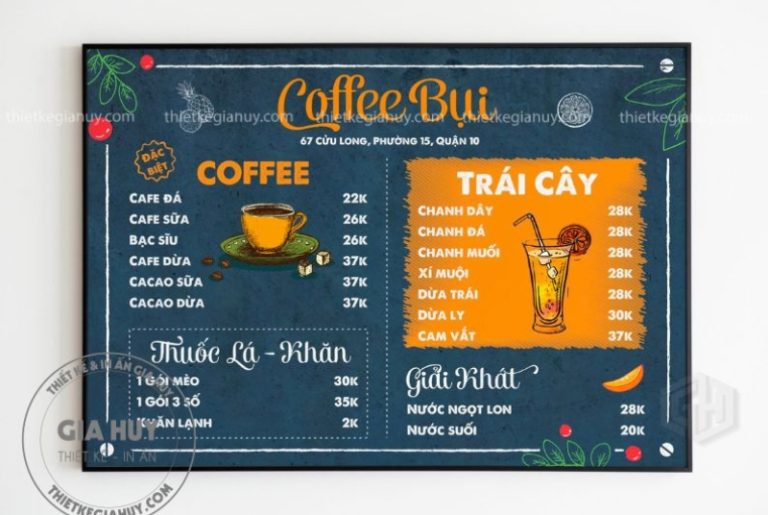 Mẫu menu nước ép trái cây tươi mát kích thích thị giác
