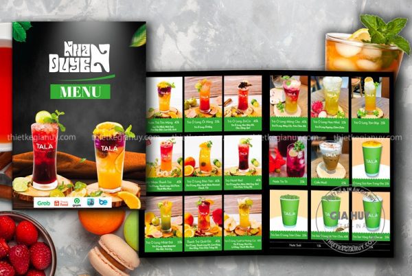 Mẫu menu nước ép trái cây tươi mát kích thích thị giác